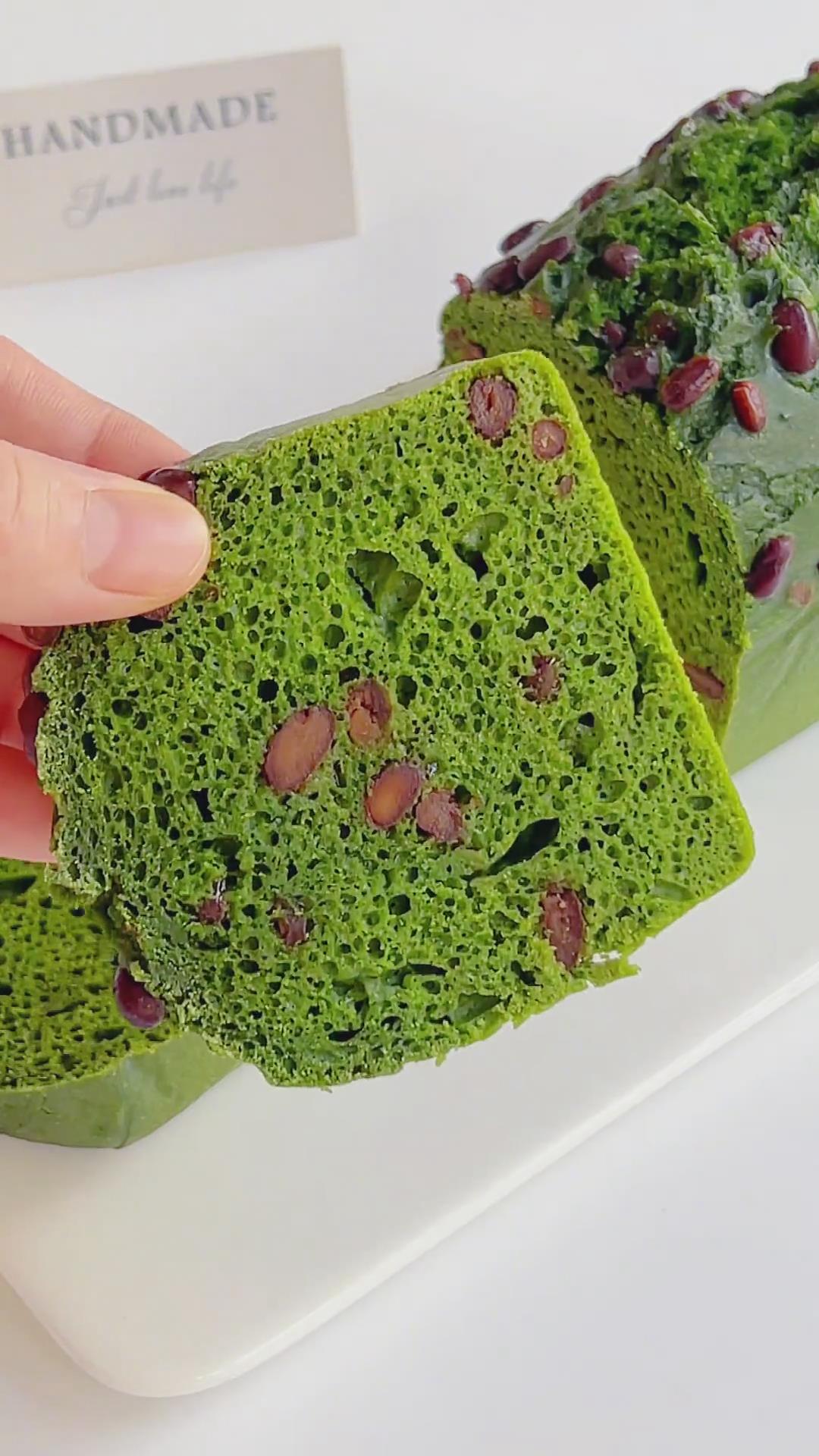 Fluffy Matcha Pound Cake with Red Beans - Cooking With Chun