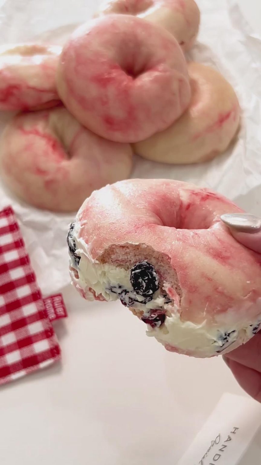Pink Swirled Bagels (No Oil, No Sugar!) - Cooking With Chun
