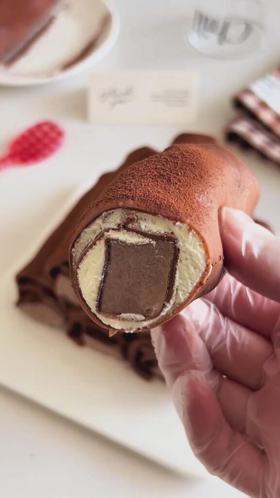 Easy Chocolate Crepe Roll (No Oven Required) - Cooking With Chun